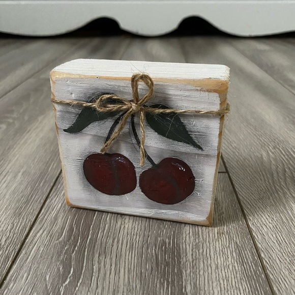 Holiday | Rustic Farmhouse Red Cherries Block | Poshmark